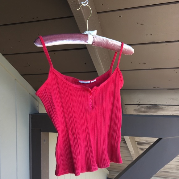 Tops | Vintage Red Ribbed Tank Top | Poshmark